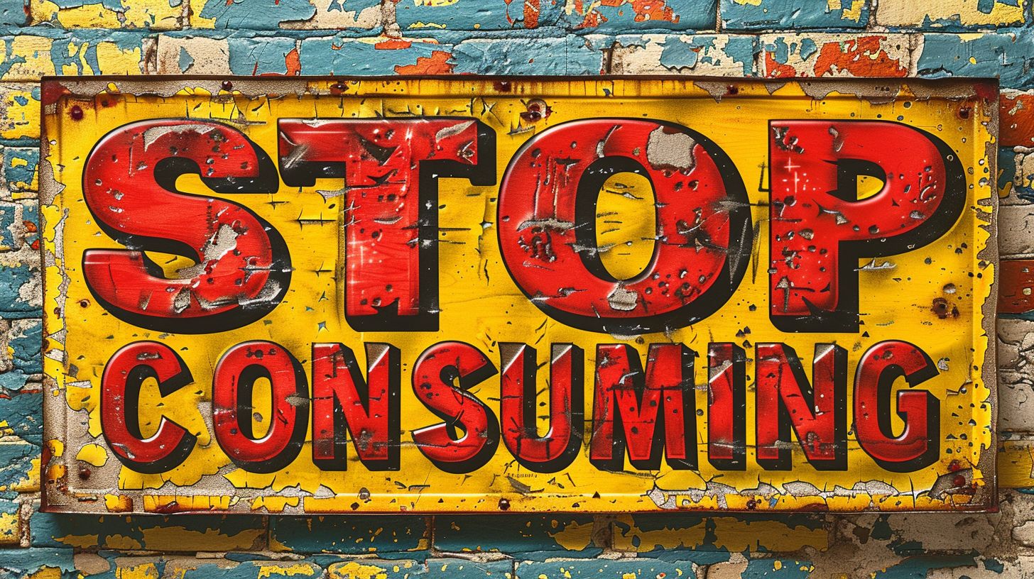 surreal logo text "STOP CONSUMING"