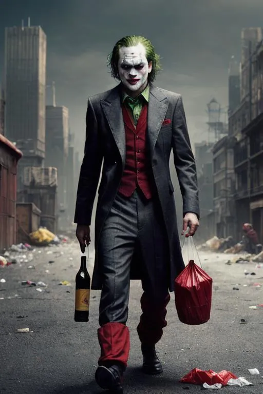 Sad pizza clown at a bus stop | OpenArt