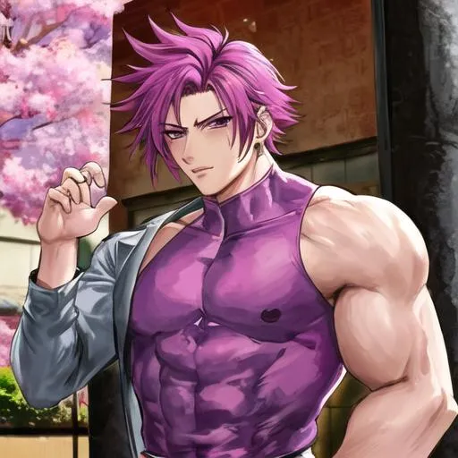 anime guy, magenta hair, prince, masculine, buff | OpenArt