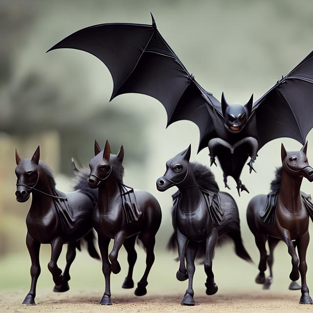 A group of bats riding ponies