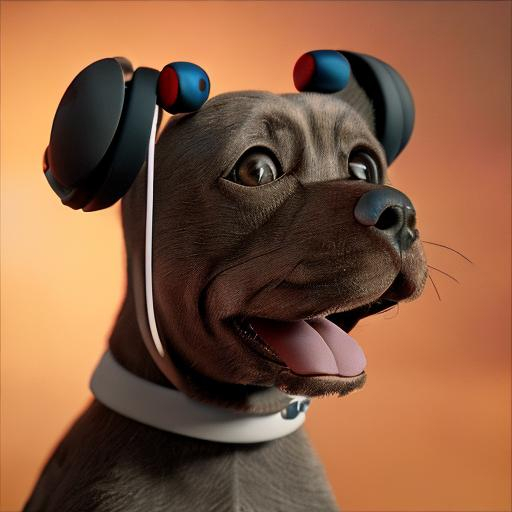 A rocking dog with headphones and mic in hand