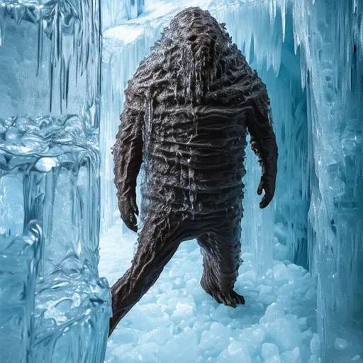 creature encased in solid wall of ice