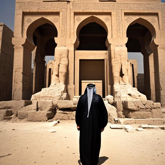 an arab man from behind breaking idols