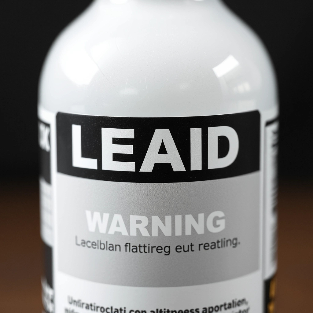 lead toxic bottle warning label in English