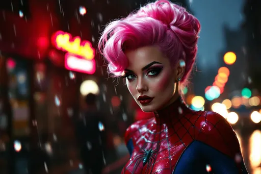 Spiderman dressed as A hyper realistic flawless 25-y...