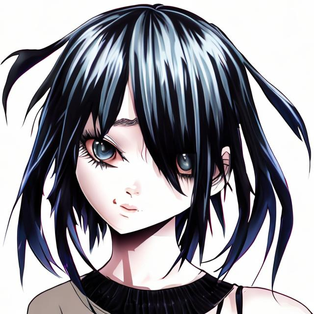 Flat-2d Animerge anime goth girl bleached hair bo...