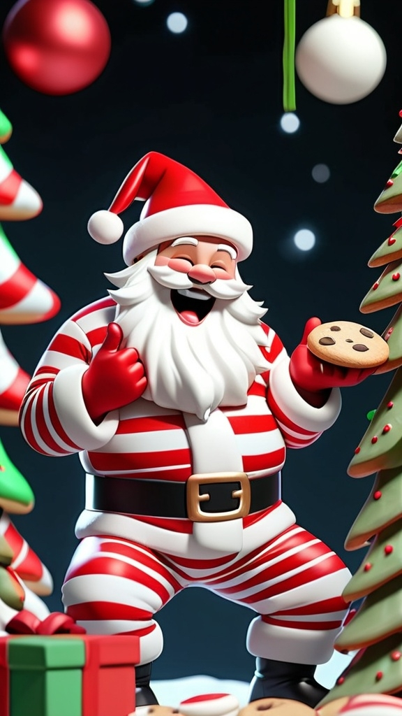 3D animation, (((laughing fragile rock Santa))) bear...