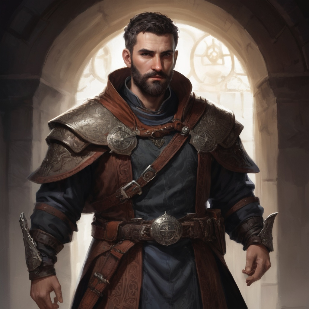 Male stocky large masculine holy-cleric with short-c...