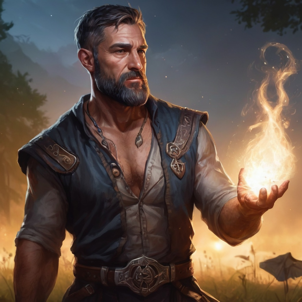 (head and torso) Male stocky fit muscular 40-year ol...