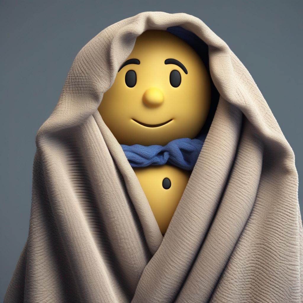 sad emoji wearing a blanket. 3 D intricate highdefin...