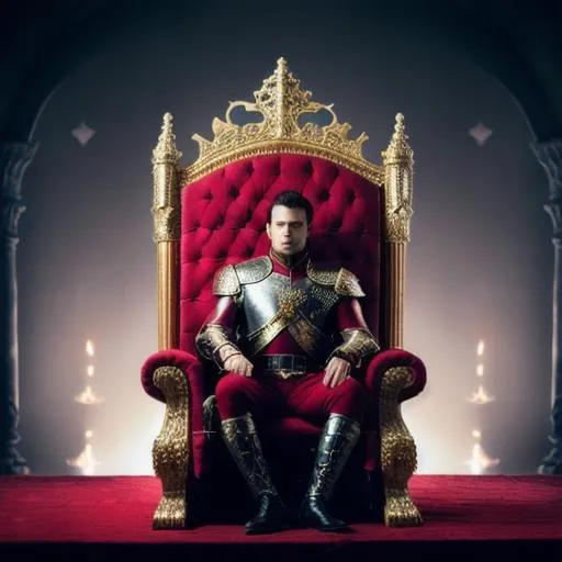 Evil Male Vampire)!!!, sitting on a throne, in a... | OpenArt
