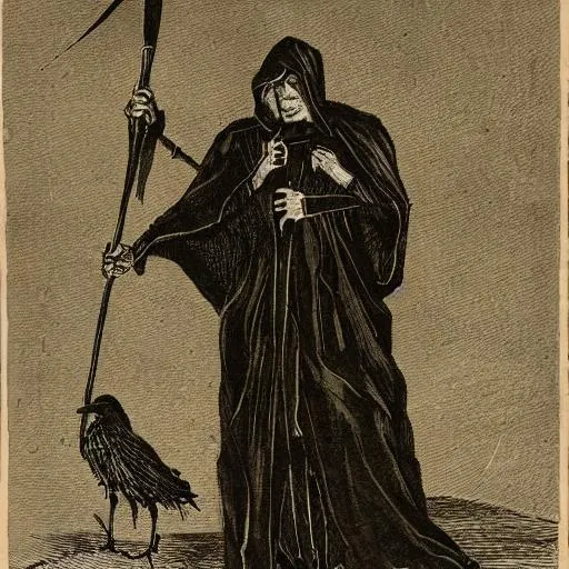 A skinny warlock, dressed with dark robes, yielding...