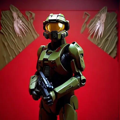 Master Chief in the Red Room from David Lynch's Twin... | OpenArt