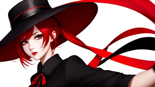 anime, girl, fantasy, red witch hat, fire, smiling,...