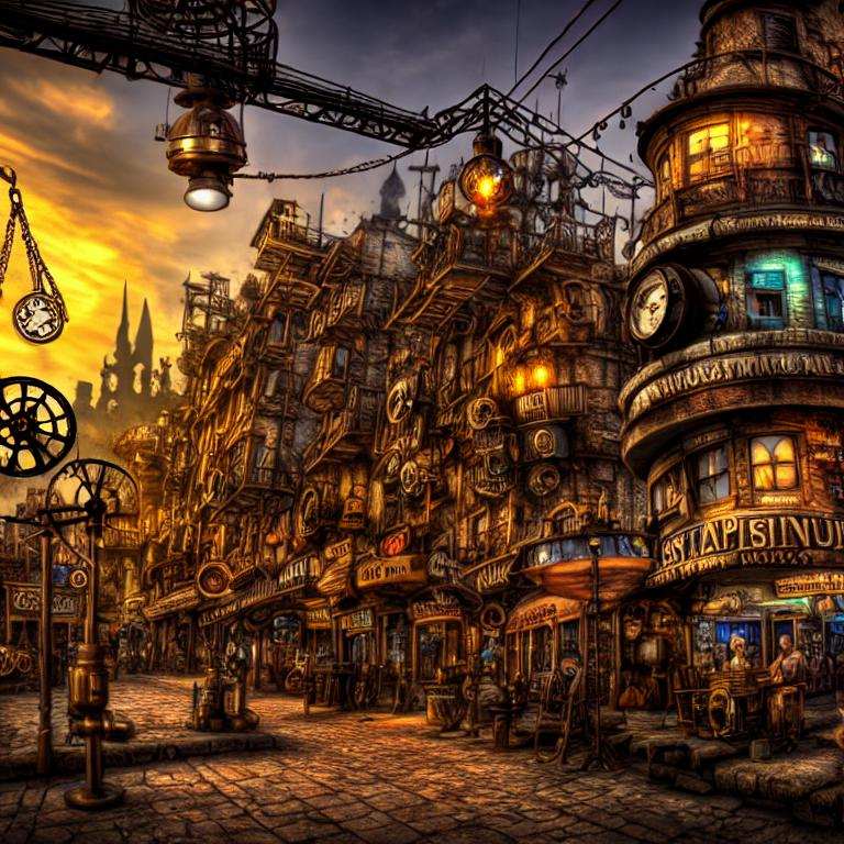 steampunk airsip village 8k HDR | OpenArt