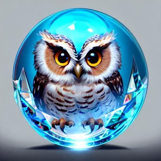 A cute adorable baby owl made of crystal ball with l... | OpenArt