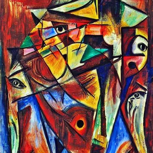 A abstract cubism Michaelangelo style painting mixed... | OpenArt