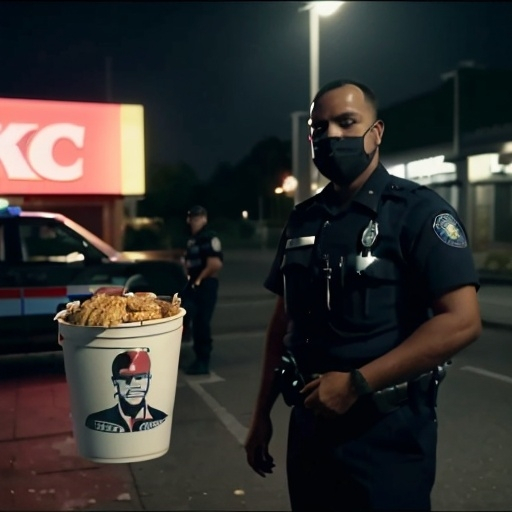 A man with a big KFC bucket arrested by police offic...