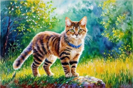 Realistic cat in a magical forest, very detailed, in... | OpenArt