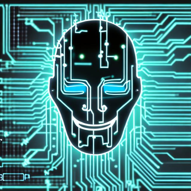 Hacker mask made electric circuit . in logo style