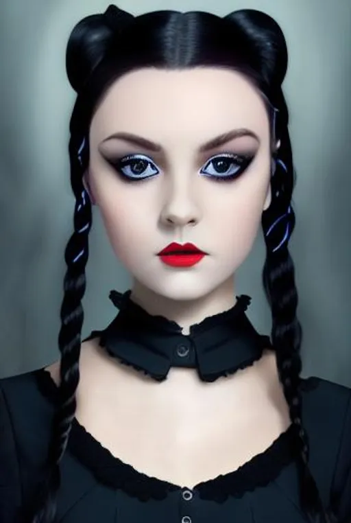 award winning portrait of Wednesday Addams wearing l... | OpenArt