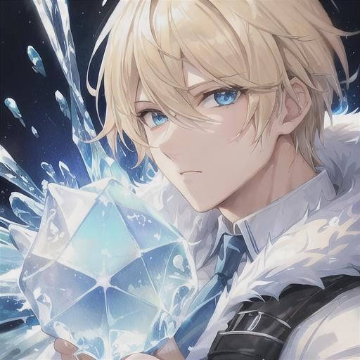 Cool, Blonde Hair, Blue Eyes, Ice, Male Character
