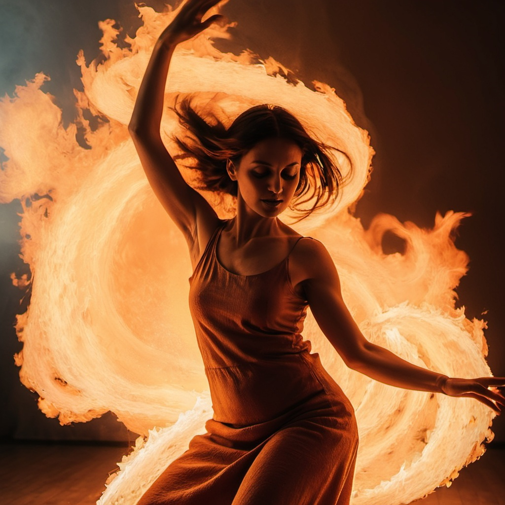 A woman dancing in fire