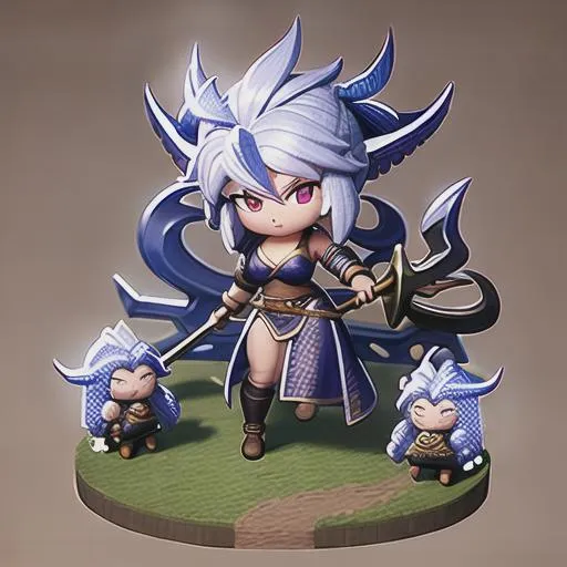 3d detailed small Sprite of one detailed woman axe k...