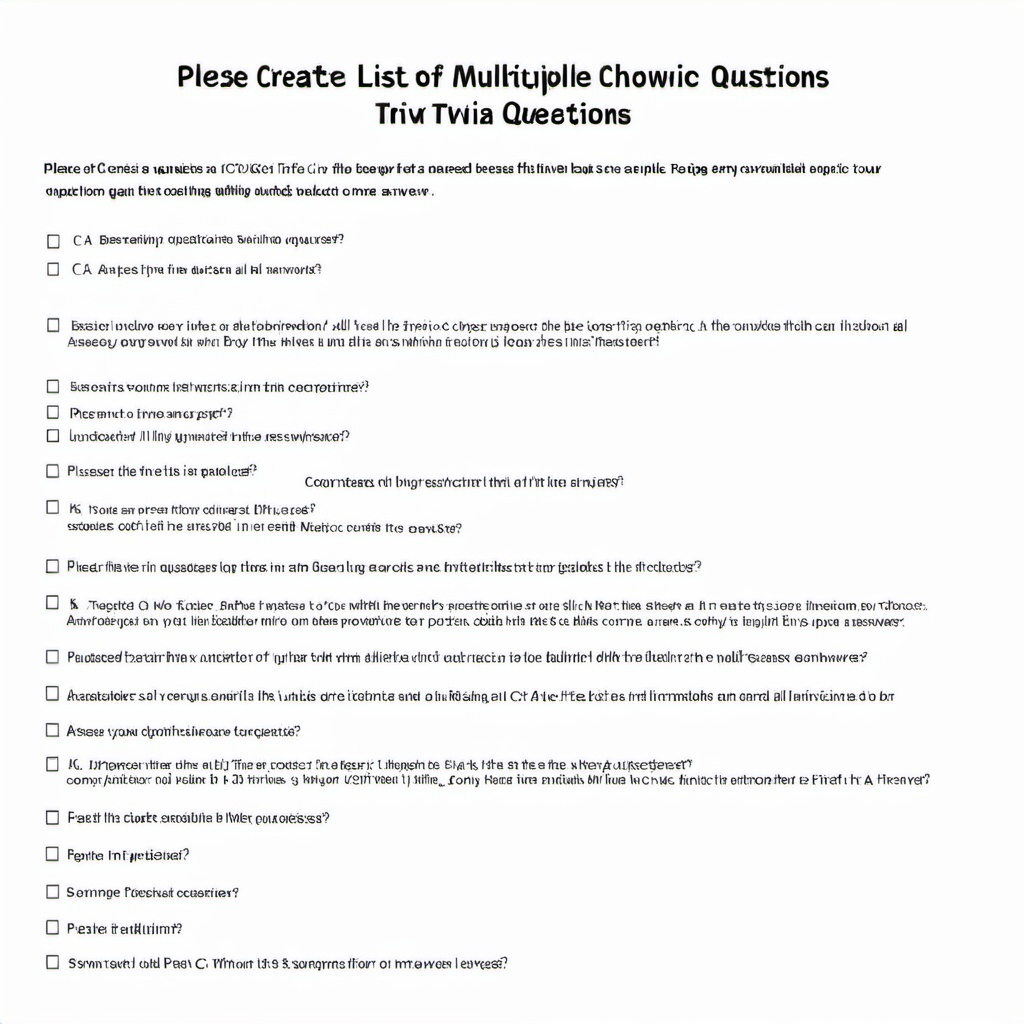 Please create a List of five multiple Choice Trivia...