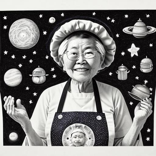 A celestial granny cook, by Sophia Chen, wearing a... | OpenArt