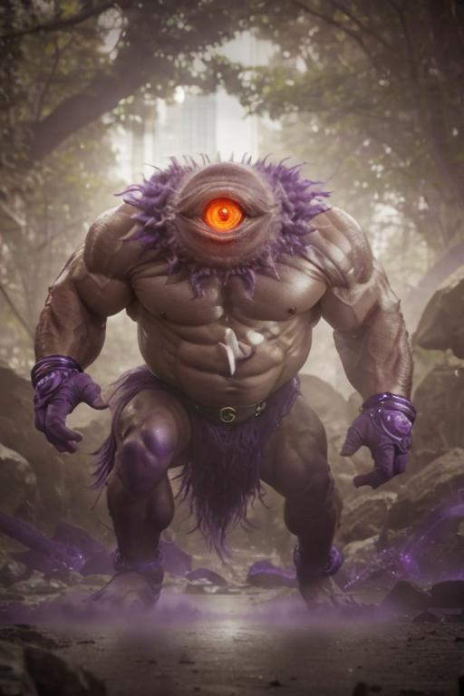 Giant purple cyclops Purple cyclops warrior Glaring... | OpenArt