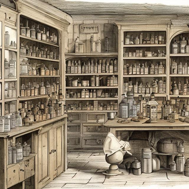 17th century American apothecary shop in use with cu... | OpenArt