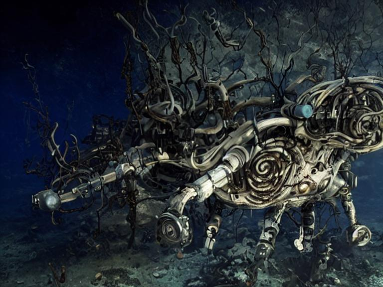 Robotic organism from the depths of the ocean, rotte... | OpenArt
