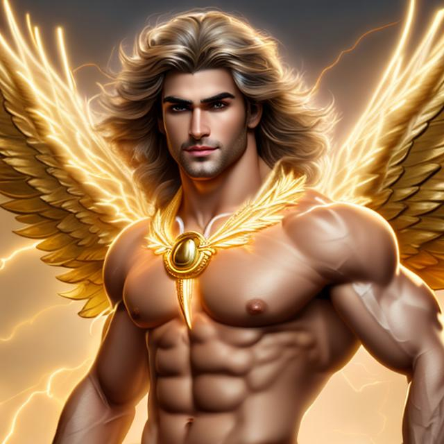 hypermasculine young handsome guy with white lightn...