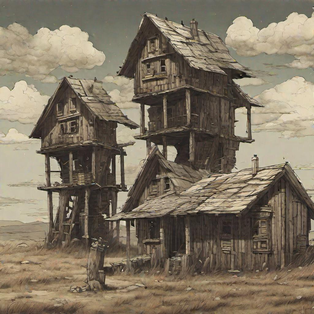 two columns of an anthropomorphic landscape of woode...