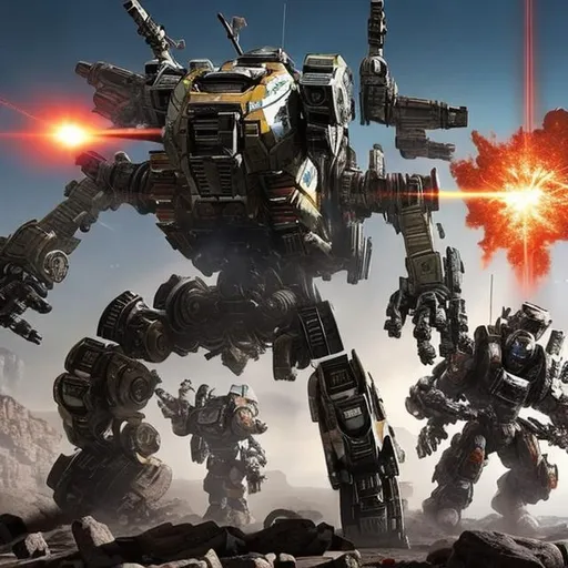 armored core mech flying through ruined city, mechs,... | OpenArt