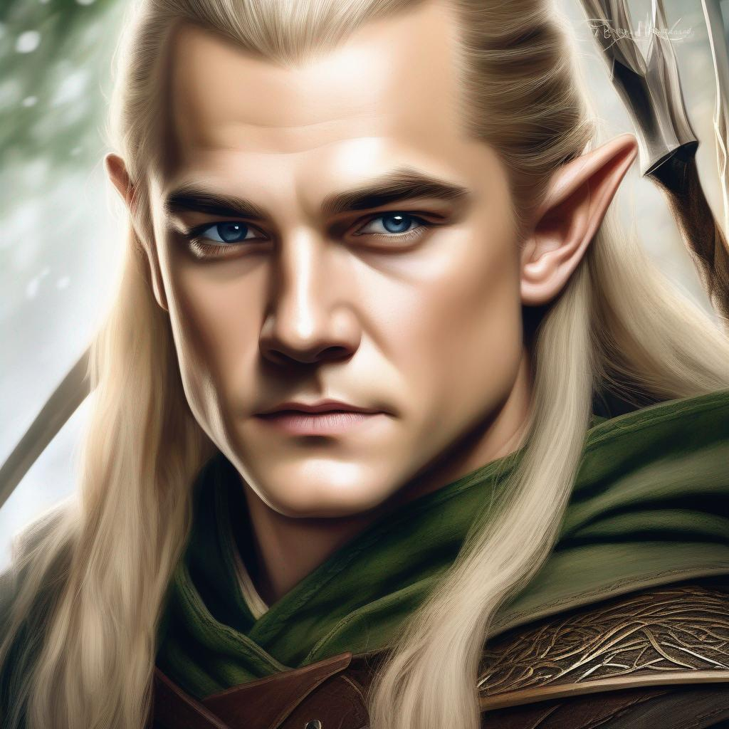 portrait of Legolas, digital painting, intricate, hi...