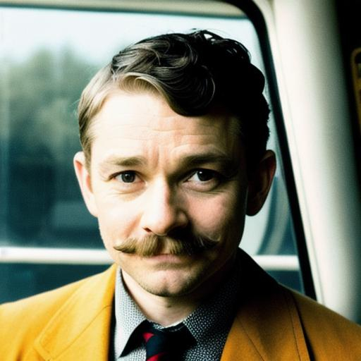 Martin Freeman with a vintage moustache as a bus driver | OpenArt