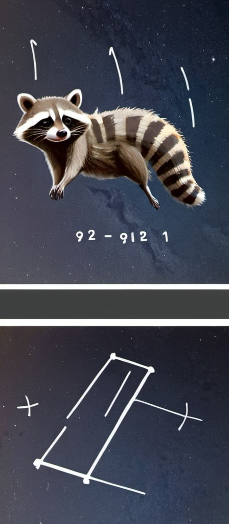 Raccoon floating in space