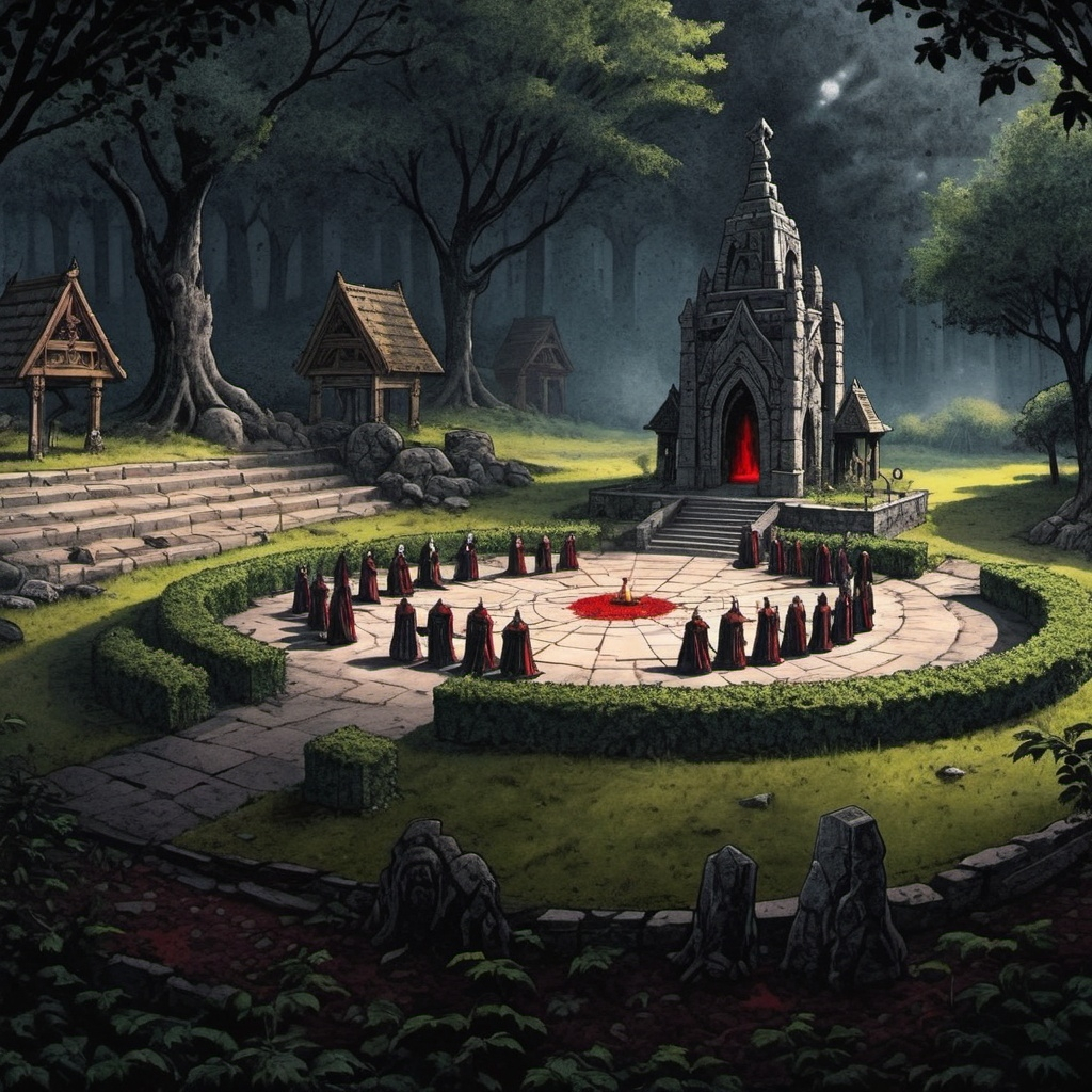 A Shrine sits outside, in a deeply wooded clearing....