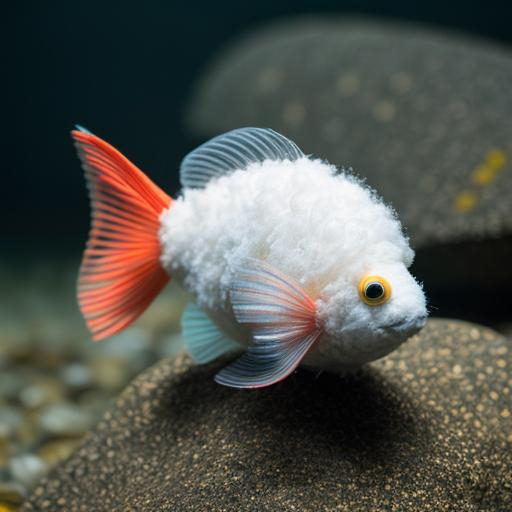 fish made of fluff and wool