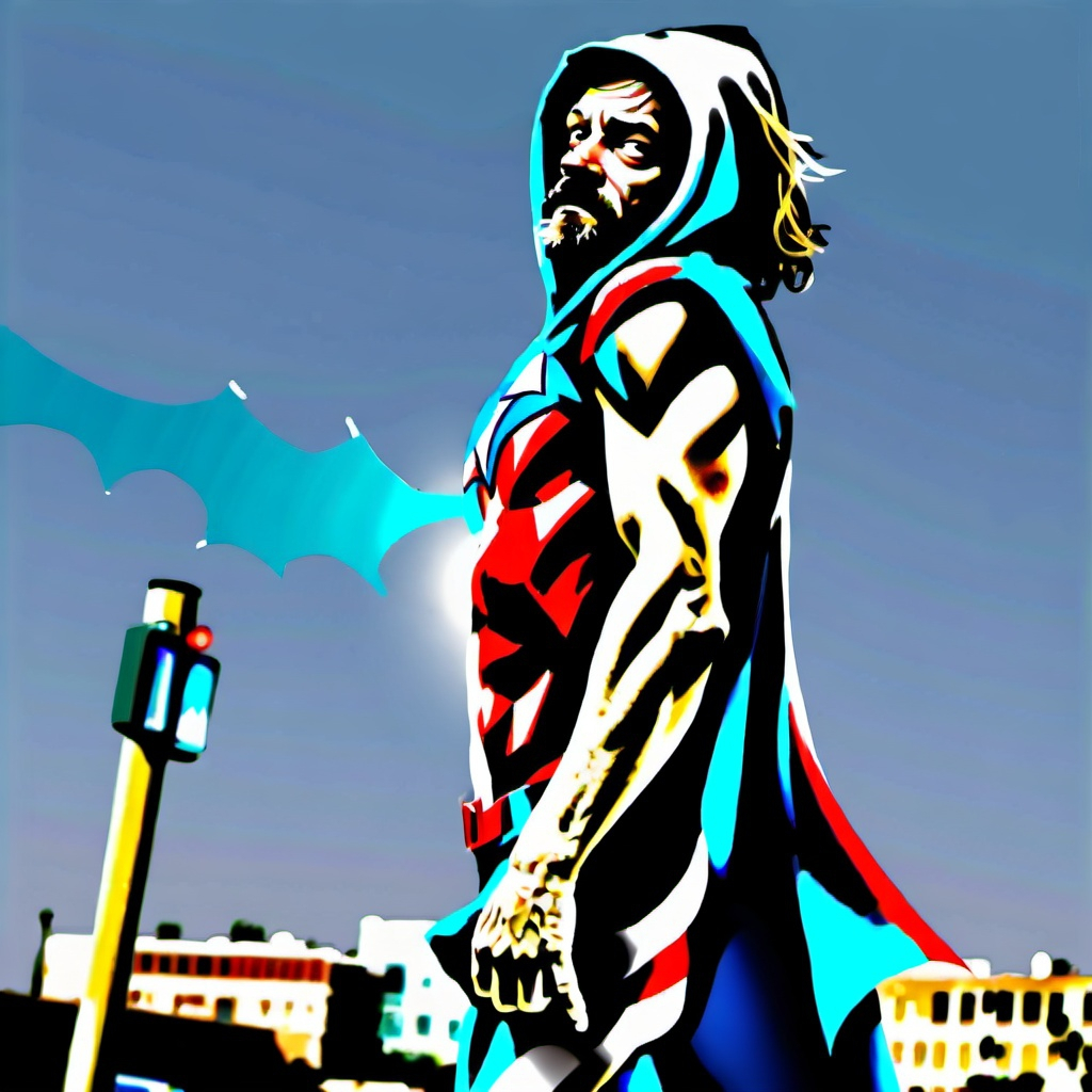 Crackhead, superhero, addict, homeless, chasing kids