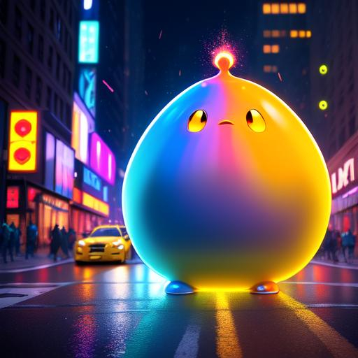a blob slime humanoid explodes in pieces on the stre... | OpenArt