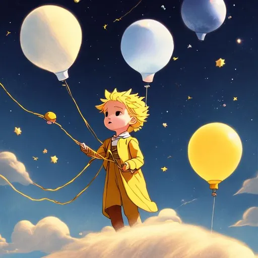 the little prince style poster pencil art