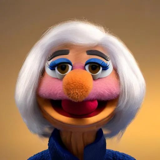 janet yellen, fuzzy, white hair, sesame street puppe... | OpenArt