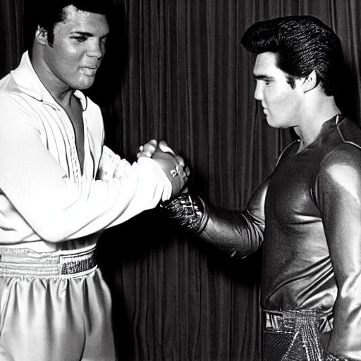 Elvis Shaking hands with Muhammad Ali | OpenArt