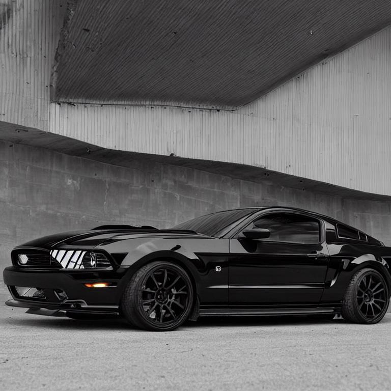 mustang car fully modified in black color combination