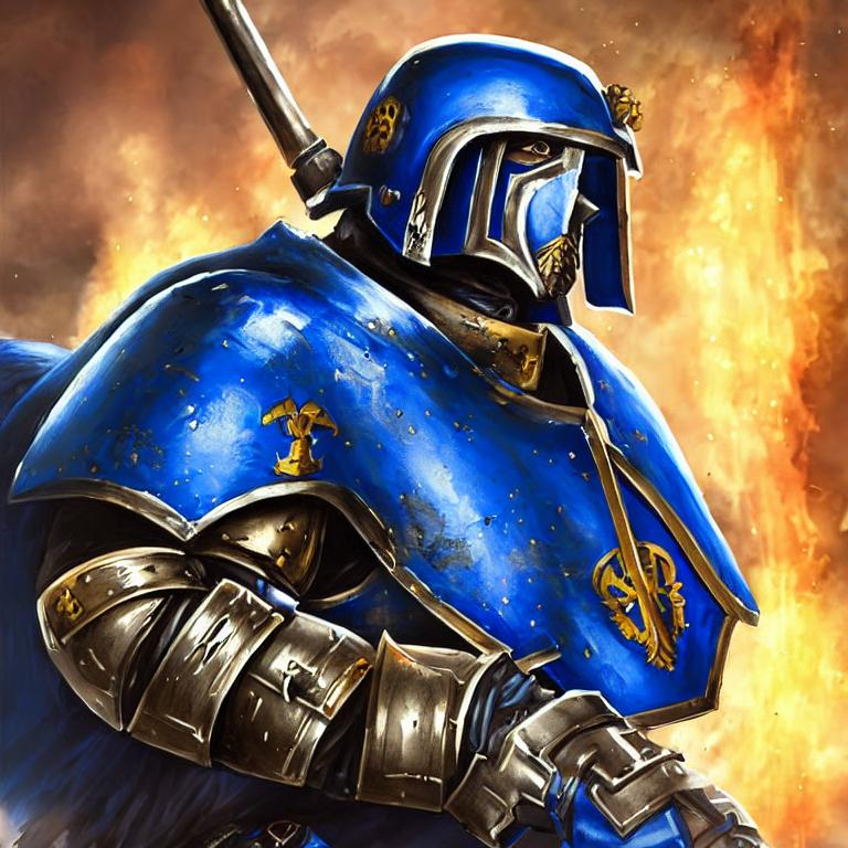 Ultramarines from Warhammer 40k as a medieval warrio... | OpenArt
