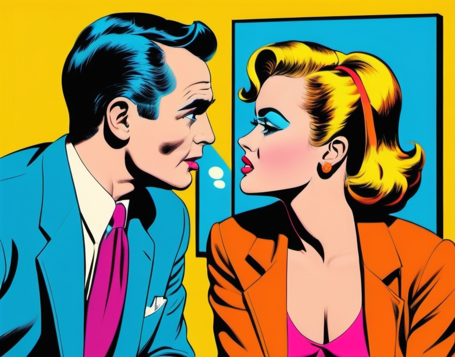 Pop art. Bright colors. a man is about to say someth...