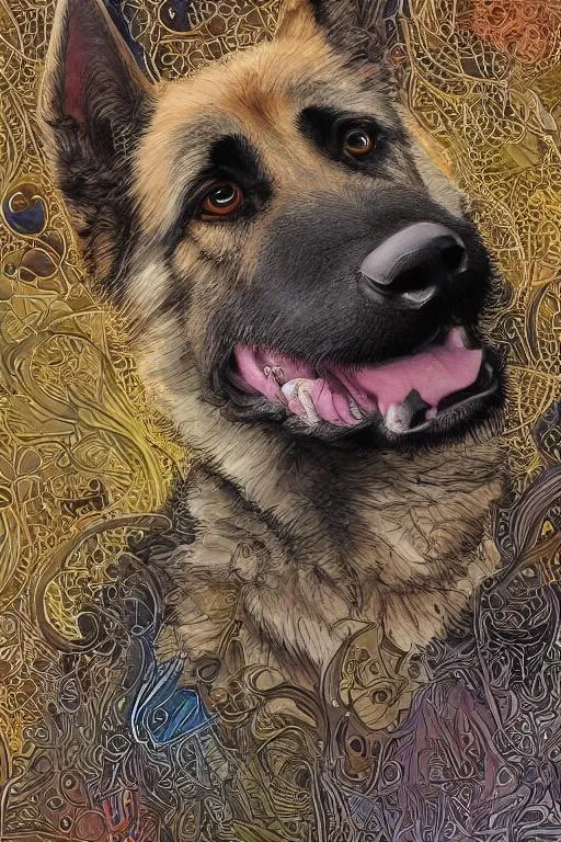 close up portrait of a German Shepherd puppy, highly...